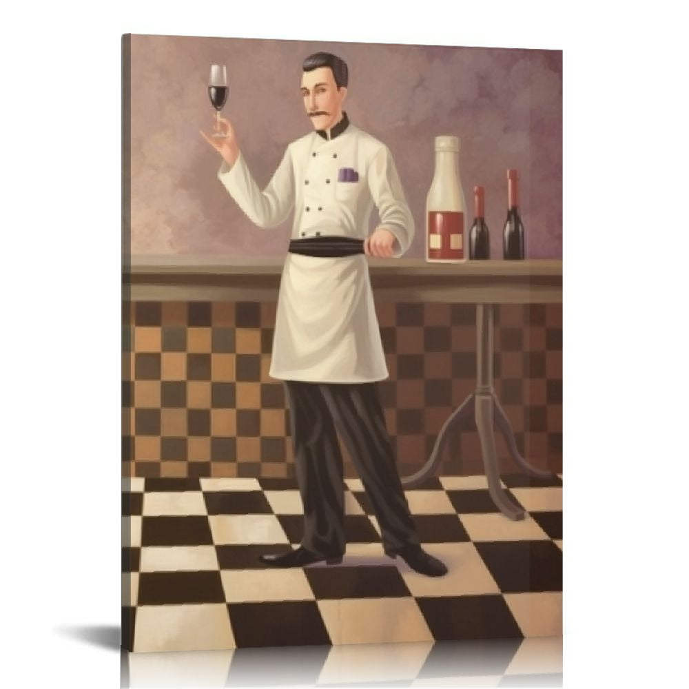 COMIO Kitchen Chef Pictures Wall Decor Funny French Chef Vintage Poster ...