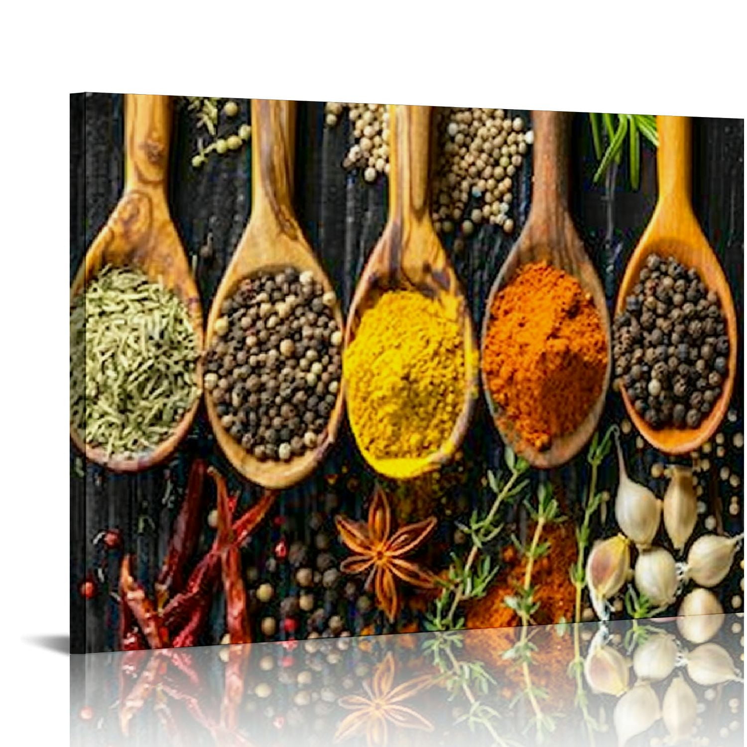 COMIO Kitchen Pictures Wall Decor Colorful Spices and Spoon Painting ...