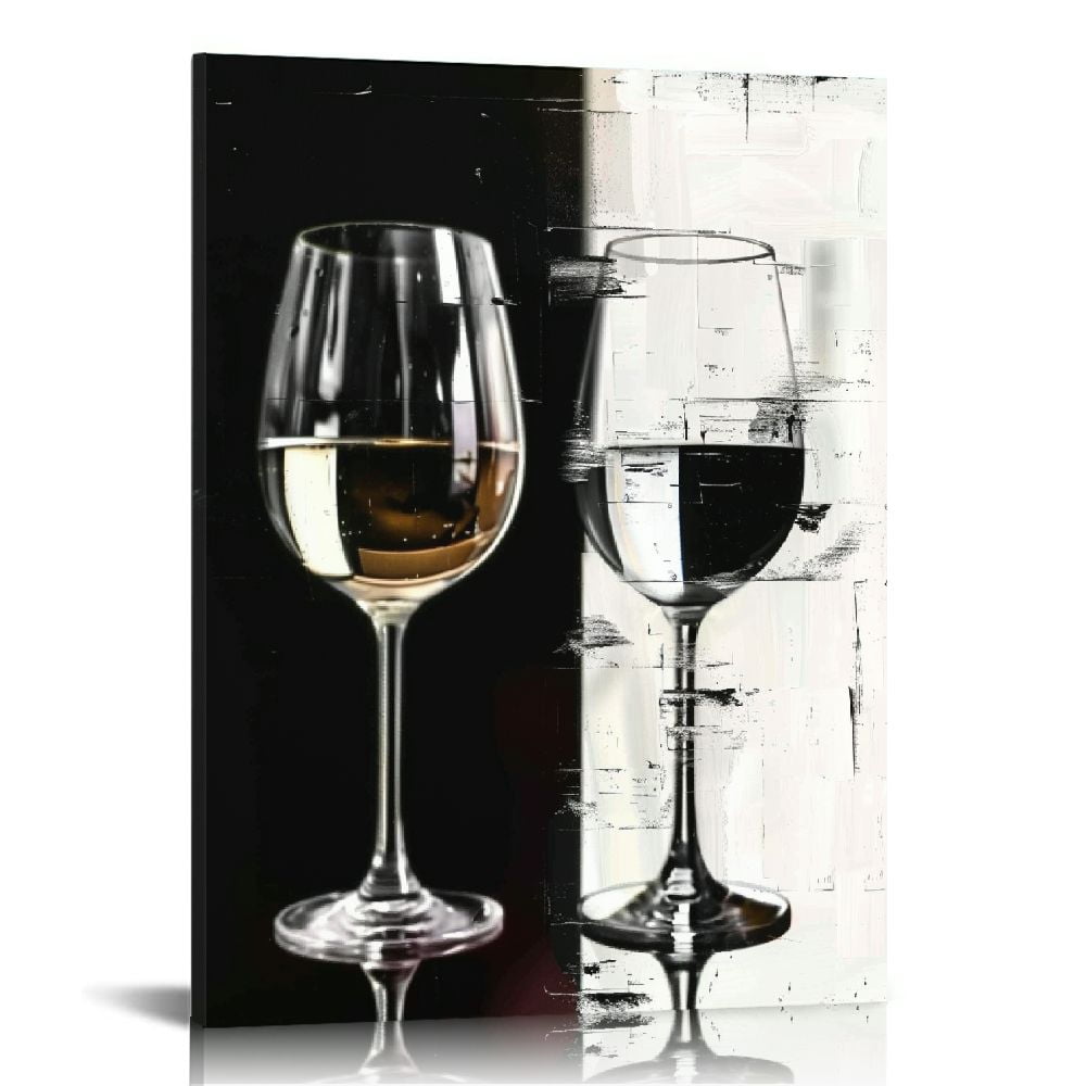 COMIO Kitchen Wall Art Wine Glass Black and White Wall Decor for Living ...