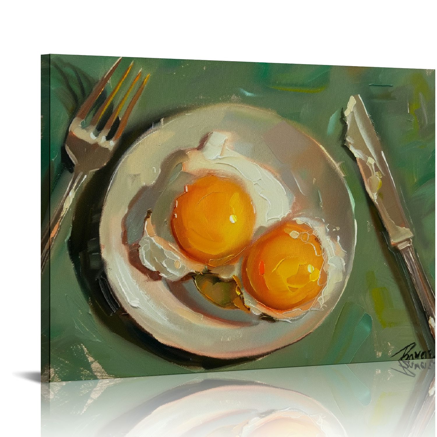 COMIO Kitchen Wall Decor Fried Eggs Paintings Delicious Omelette Wall ...