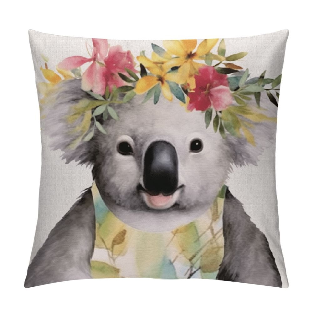 COMIO Koala Logo Throw Pillow Covers Animal Cute Koala with Garland ...