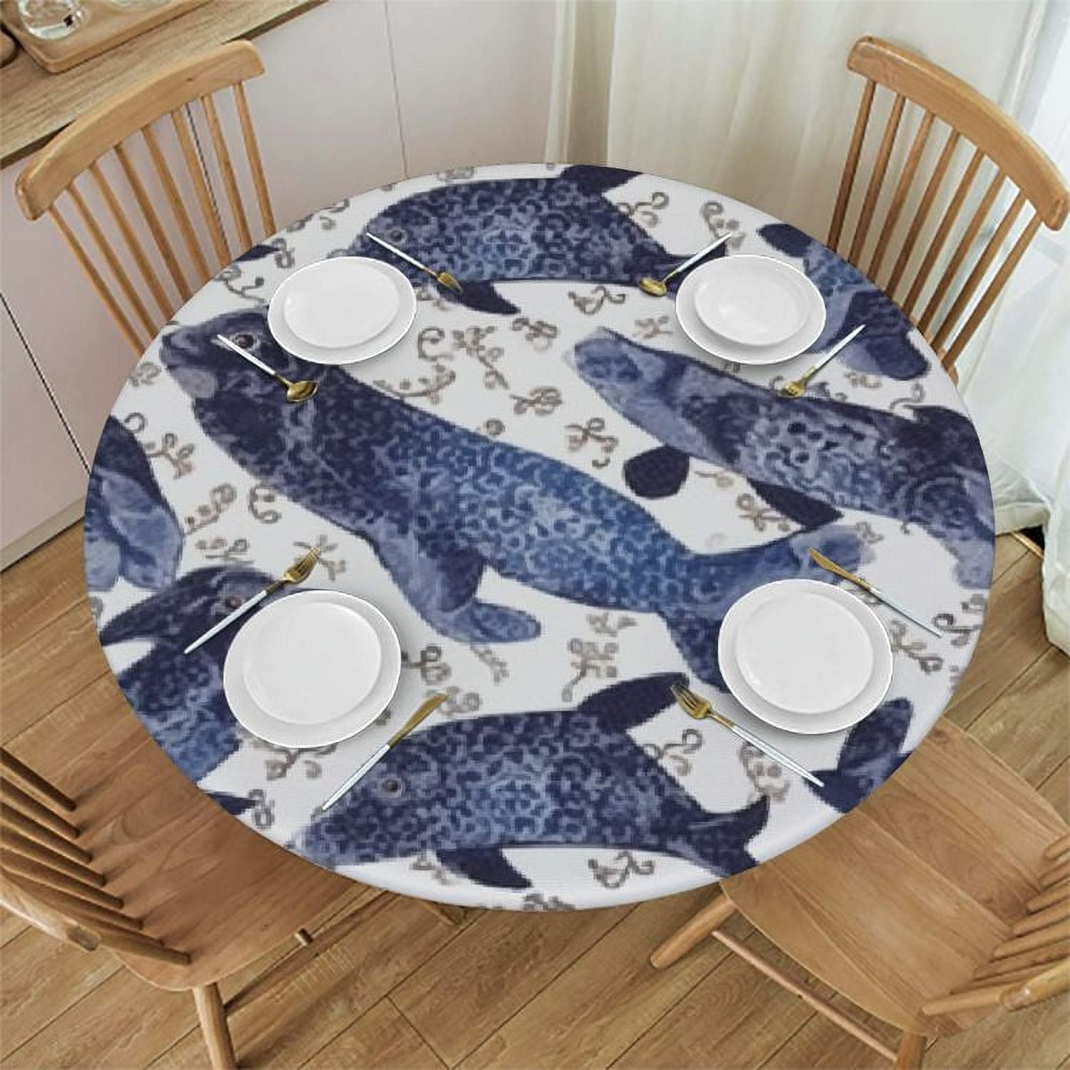 COMIO Koi Fish pattern Round table cover,waterproof fabric decorative ...