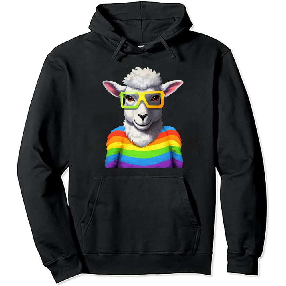 COMIO LGBT Heart Love Gay Pride Rainbow Animal Goat Pullover Hoodie ...