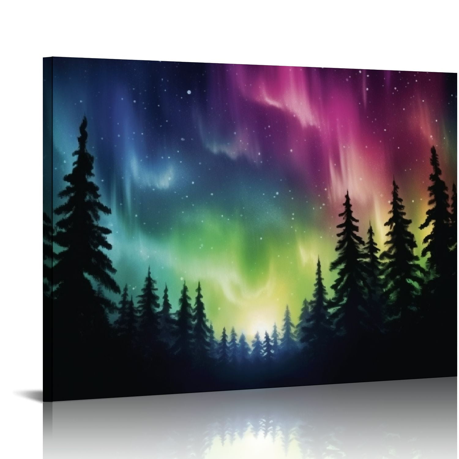 COMIO Laminated Aurora Borealis Over Forest Northern Lights Photo Photo ...