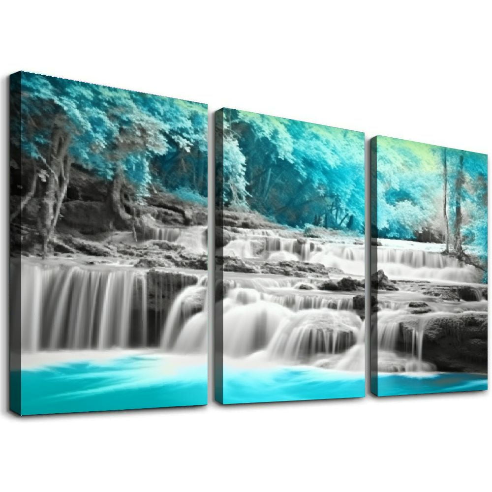 COMIO Landscape Prints Canvas Paintings Wall Posters Waterfall Blue ...