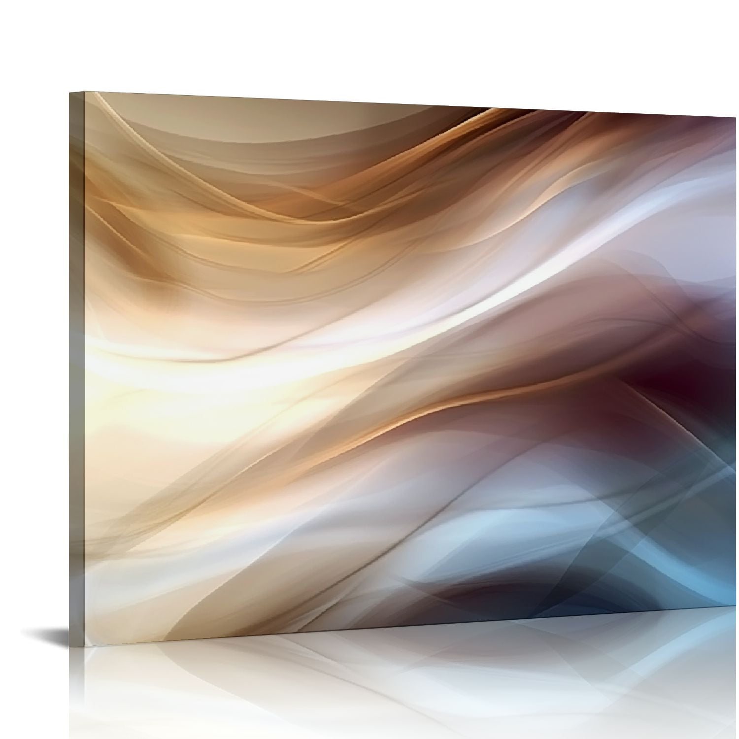 COMIO Large Abstract Canvas Print Artwork Brown Beige Waves Canvas Wall ...