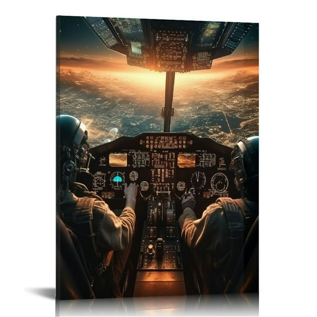 COMIO Large Airplane Cockpit Wall Art Plane Painting Aviation Art ...