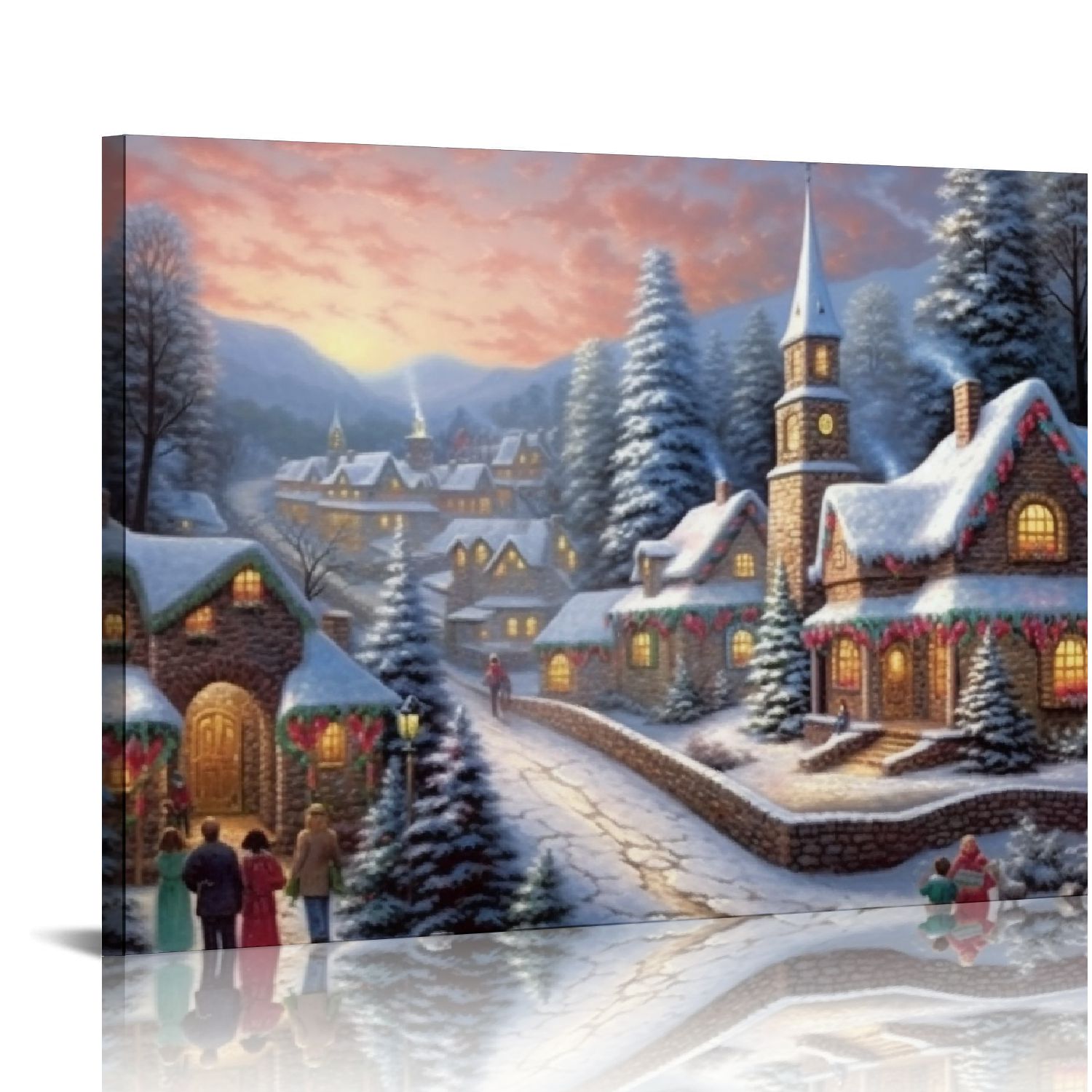 COMIO Large Christmas Wall Art-Christmas Canvas Painting, Winter Snow ...