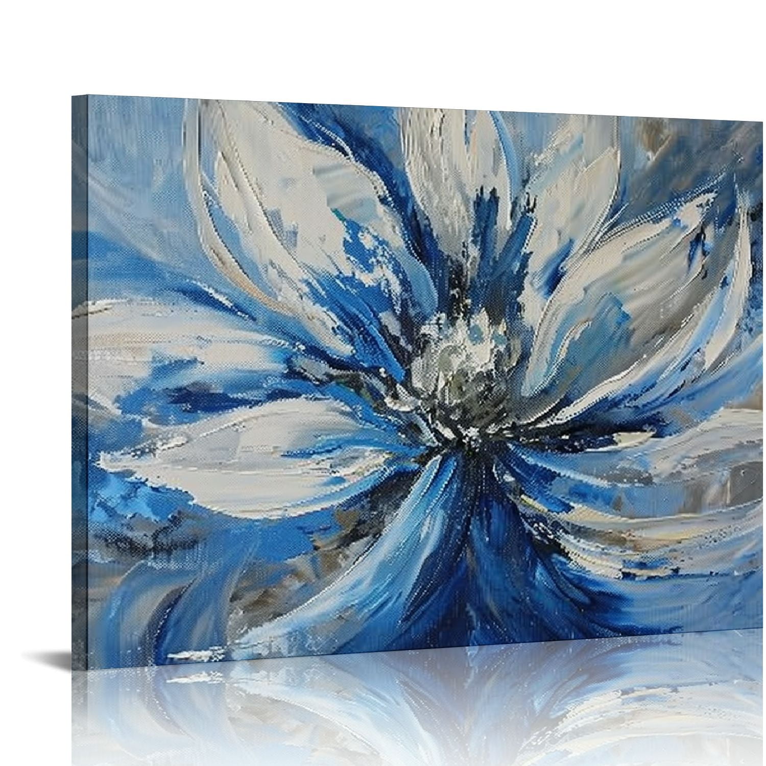 COMIO Large Flower Canvas Wall Art for Living Room Large White Blue ...