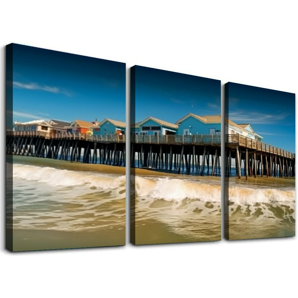 COMIO Large Framed Wall Art Ready to Hang The Atlantic Ocean and pier ...