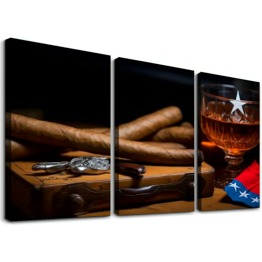 COMIO Large Framed Wall Art Ready to Hang cuban cigar in ashtray with ...