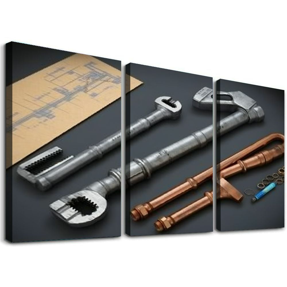 COMIO Large Framed Wall Art Ready to Hang selection of plumbers tools ...