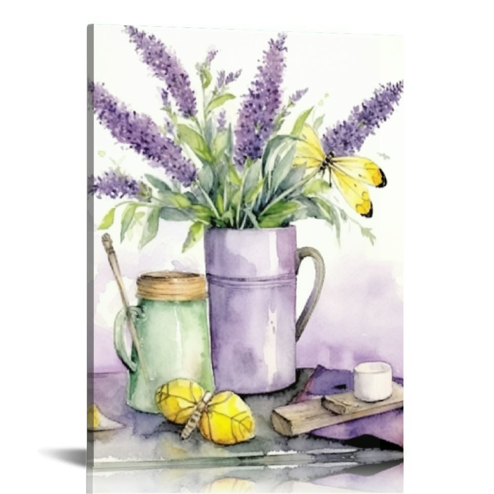 COMIO Lavender Lemon and Honey Tea Canvas Wall Decor for Living Room ...