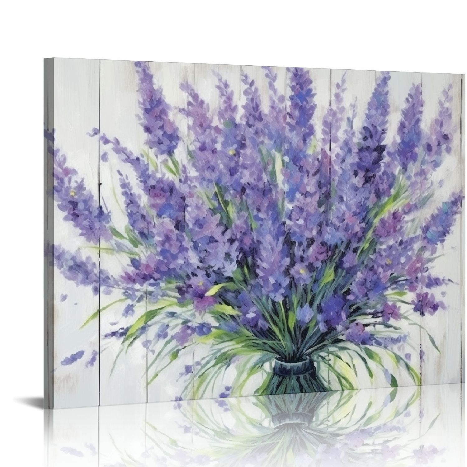 COMIO Lavender Wall Art Bathroom Decor Blue Flowers Canvas Picture ...