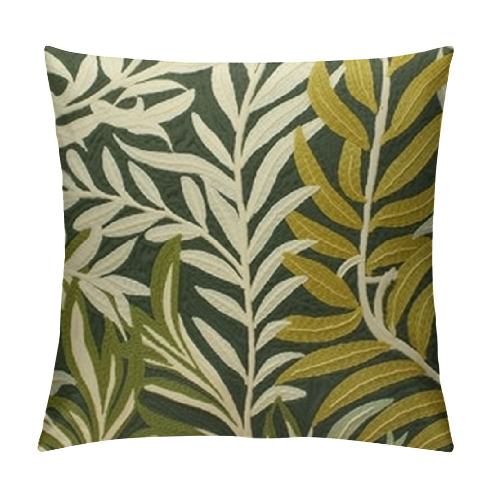 Comio Leaf Green Throw Pillow Covers Plant Pillows Decorative Throw