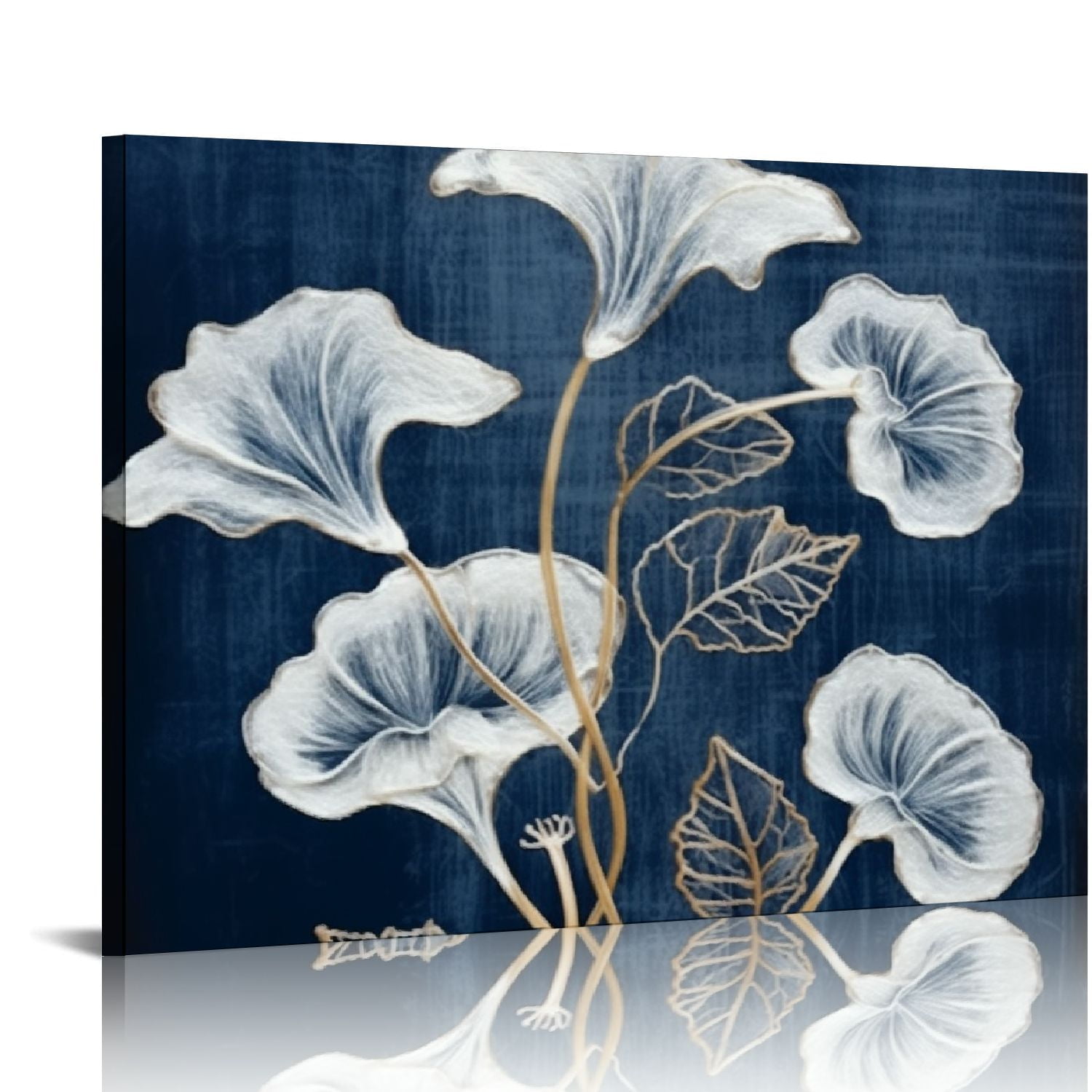 COMIO Leaf Picture Wall Art Prints Navy Blue Tropical Plant Green Leaf ...