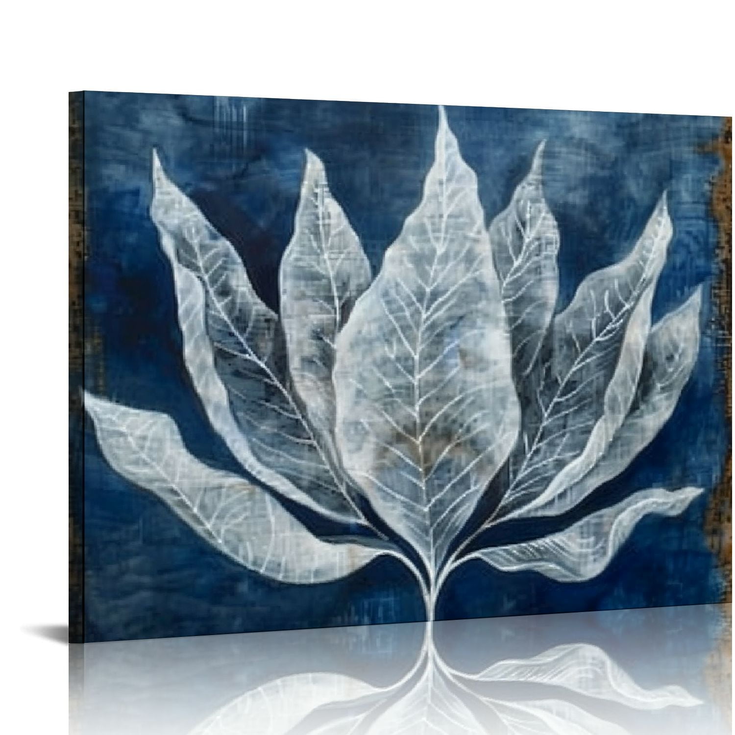 COMIO Leaf Picture Wall Art Prints Navy Blue Tropical Plant Green Leaf ...