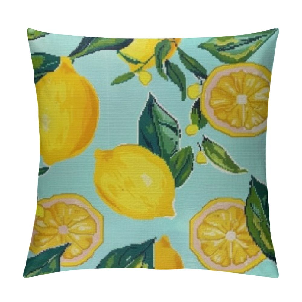 COMIO Lemon Pillow Covers Buffalo Plaid Home Love Decorative Throw ...