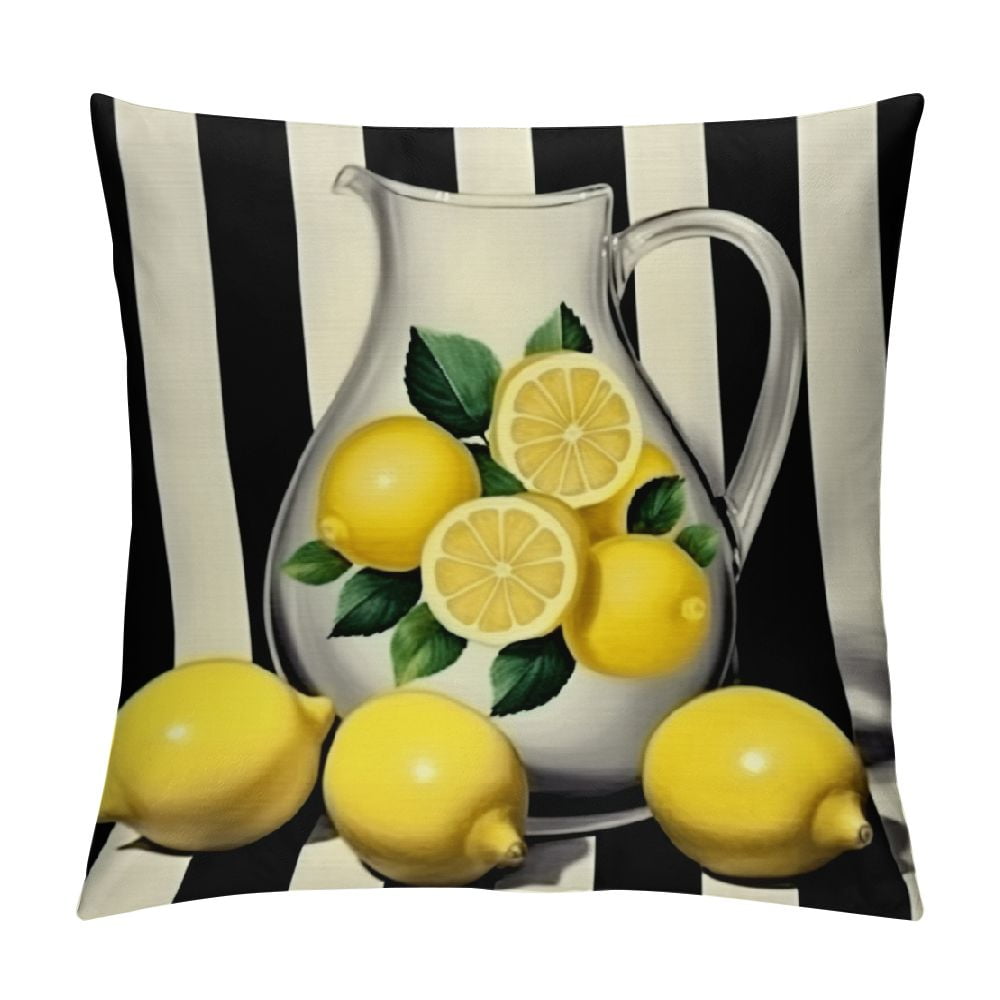 COMIO Lemon Pillow Covers, Spring Summer Farmhouse Lemon Throw Pillow ...