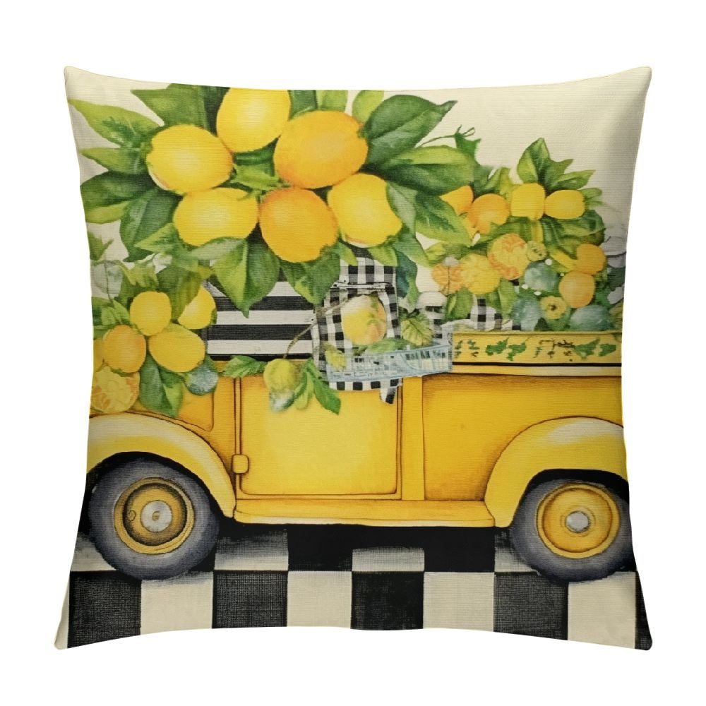 COMIO Lemon Pillow Covers Summer Farmhouse Throw Pillow Case Watercolor ...