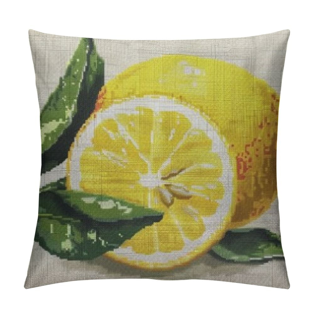 COMIO Lemon Throw Pillow Cover Nature Watercolor Summer Fruit Lemons ...
