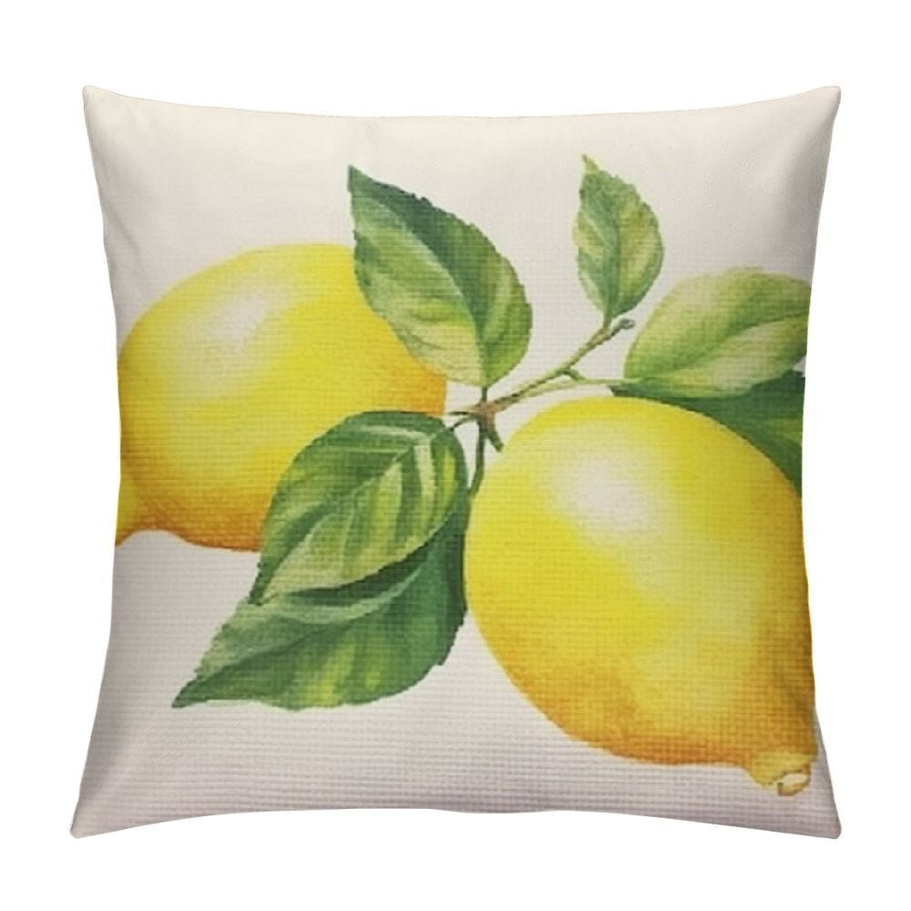 MLJA Lemon Throw Pillow Cover Nature Watercolor Summer Fruit Lemons ...