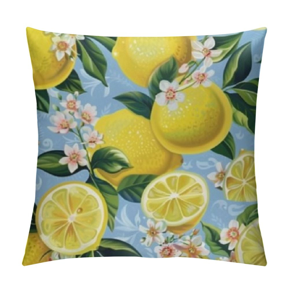 COMIO Lemon Throw Pillow Covers Summer Fruit Farmhouse Decorative ...