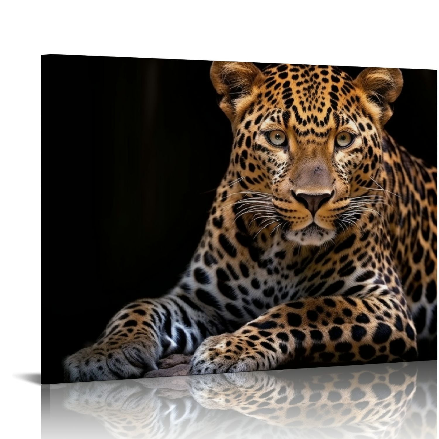 COMIO Leopard Canvas Prints Black Background Golden Wildlife Animal ...
