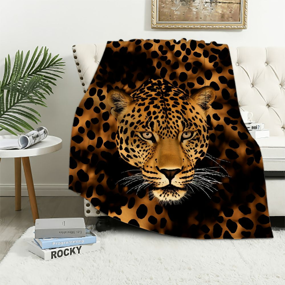 COMIO Leopard Print Blanket Throw Blanket for Bed Sofa Travel and ...