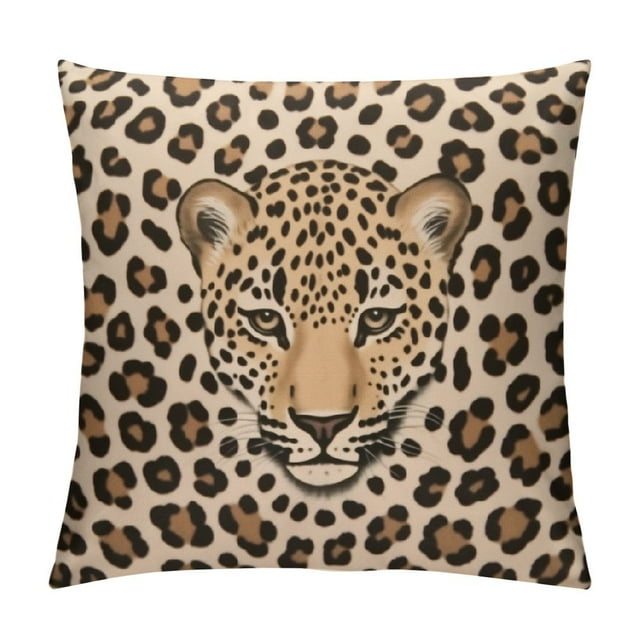 COMIO Leopard Print Throw Pillow Covers Animal Skin Texture Decorative ...