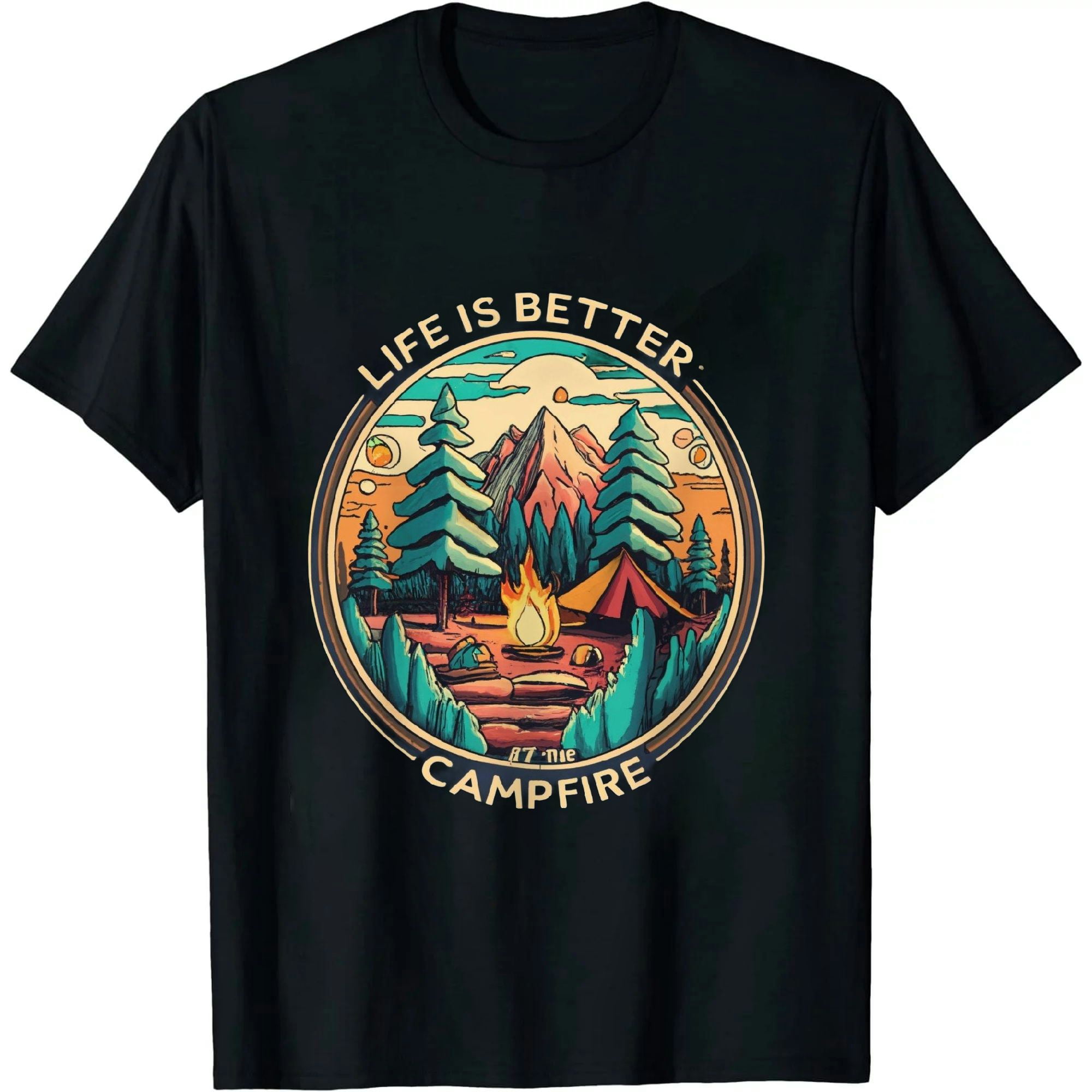 COMIO Life Is Better At The Campfire Funny Camper Camp Camping T-Shirt ...