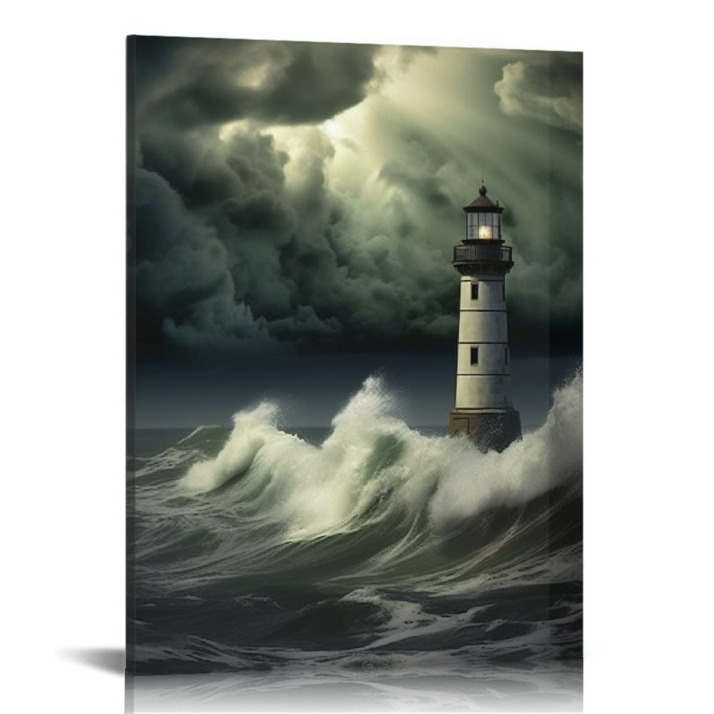 COMIO Lighthouse Canvas Wall Art Picture 16x20in for Living Room ...