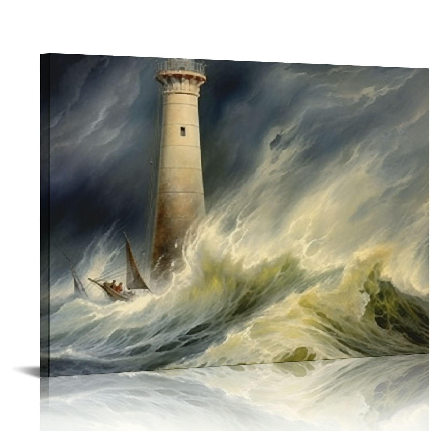 COMIO Lighthouse Wall Art Framed Posters Vintage Bell Rock Lighthouse ...