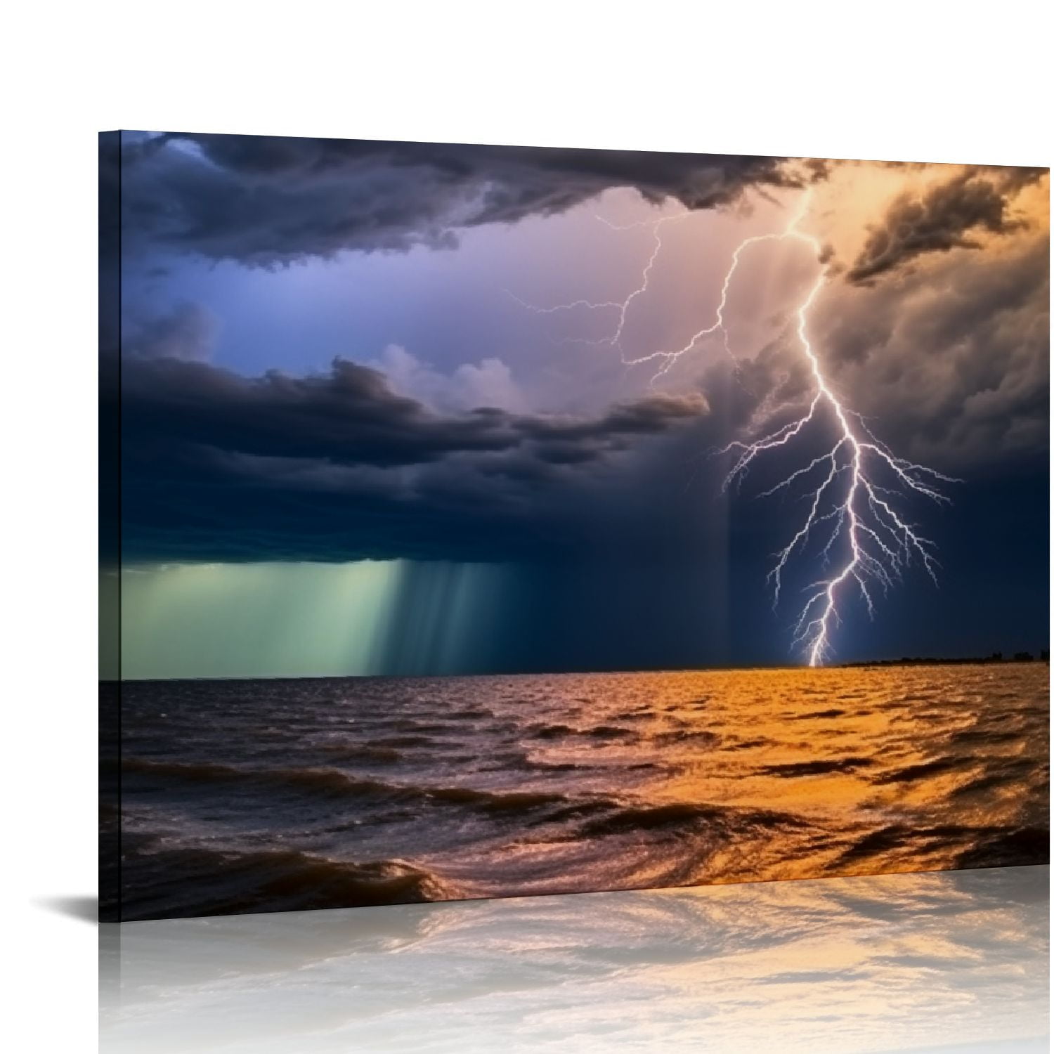 COMIO Lightning Black Clouds Storm At Sea Canvas Prints Poster Wall Art ...