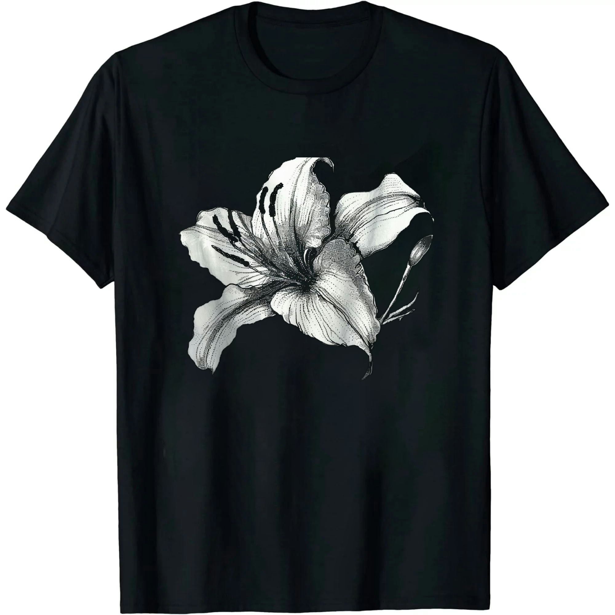 COMIO Lily Flower Retro Vintage Floral Graphic Gift - White Lily T ...