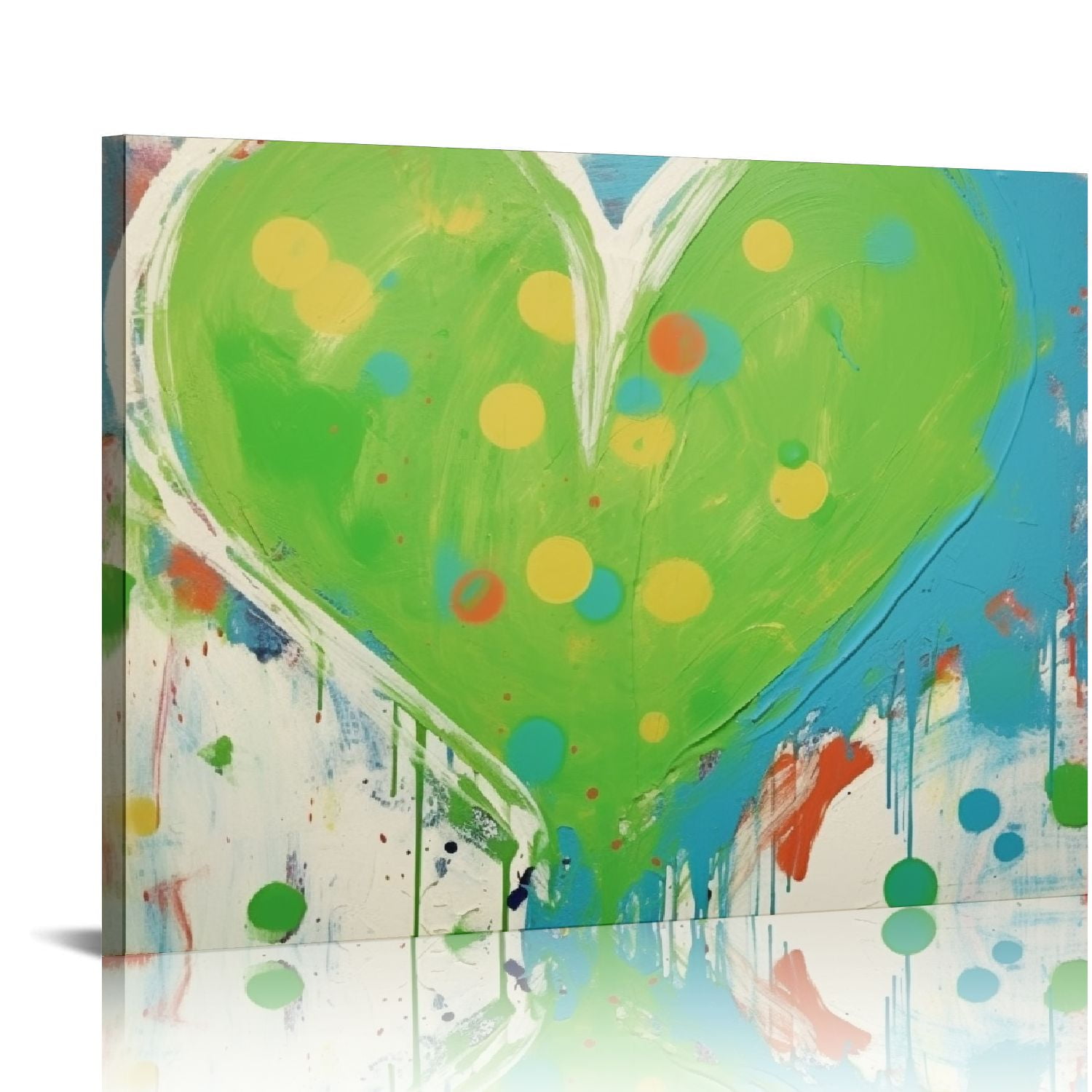 COMIO Lime Green Patterned Heart Shape Canvas Wall Art - Walmart.com