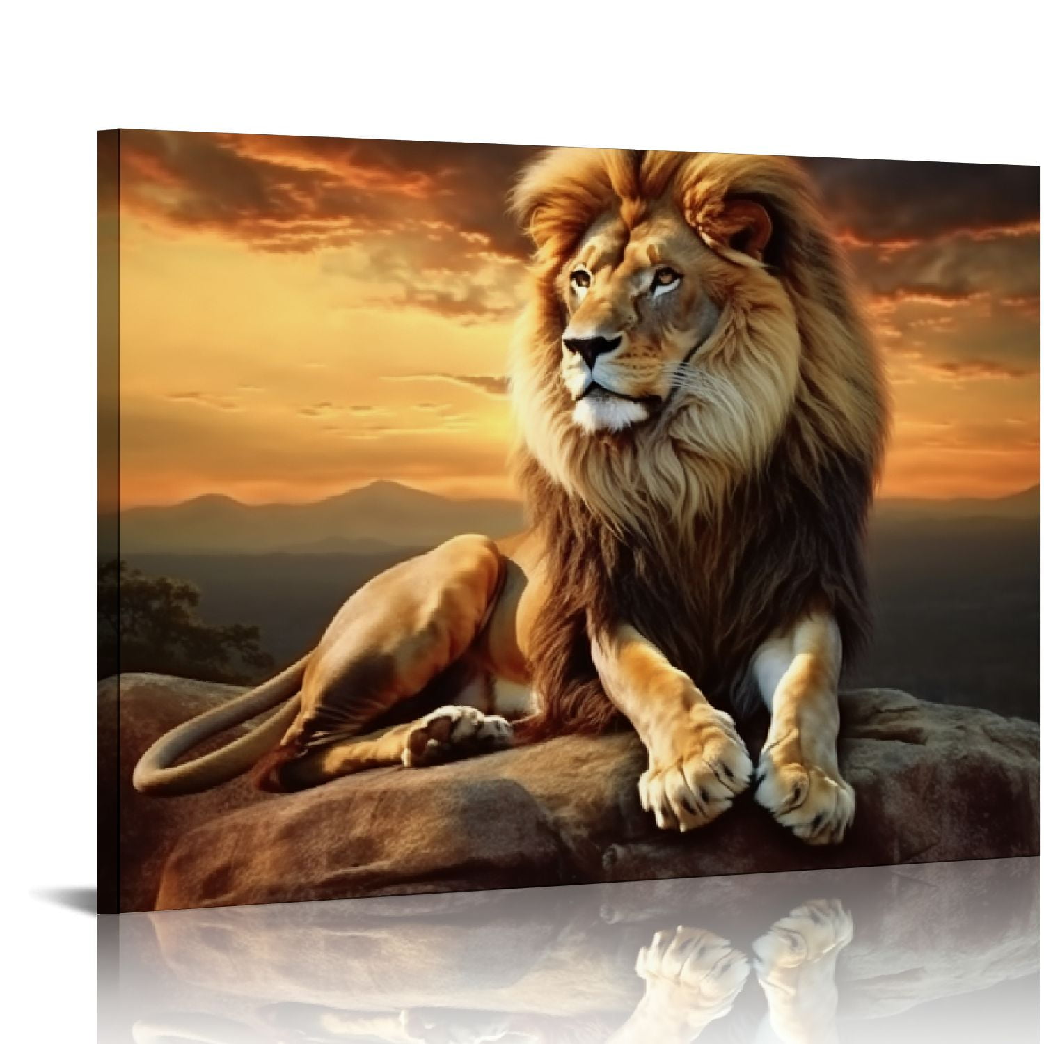 COMIO Lion Canvas Wall Art Animals Portrait Picture Prints Wildlife ...