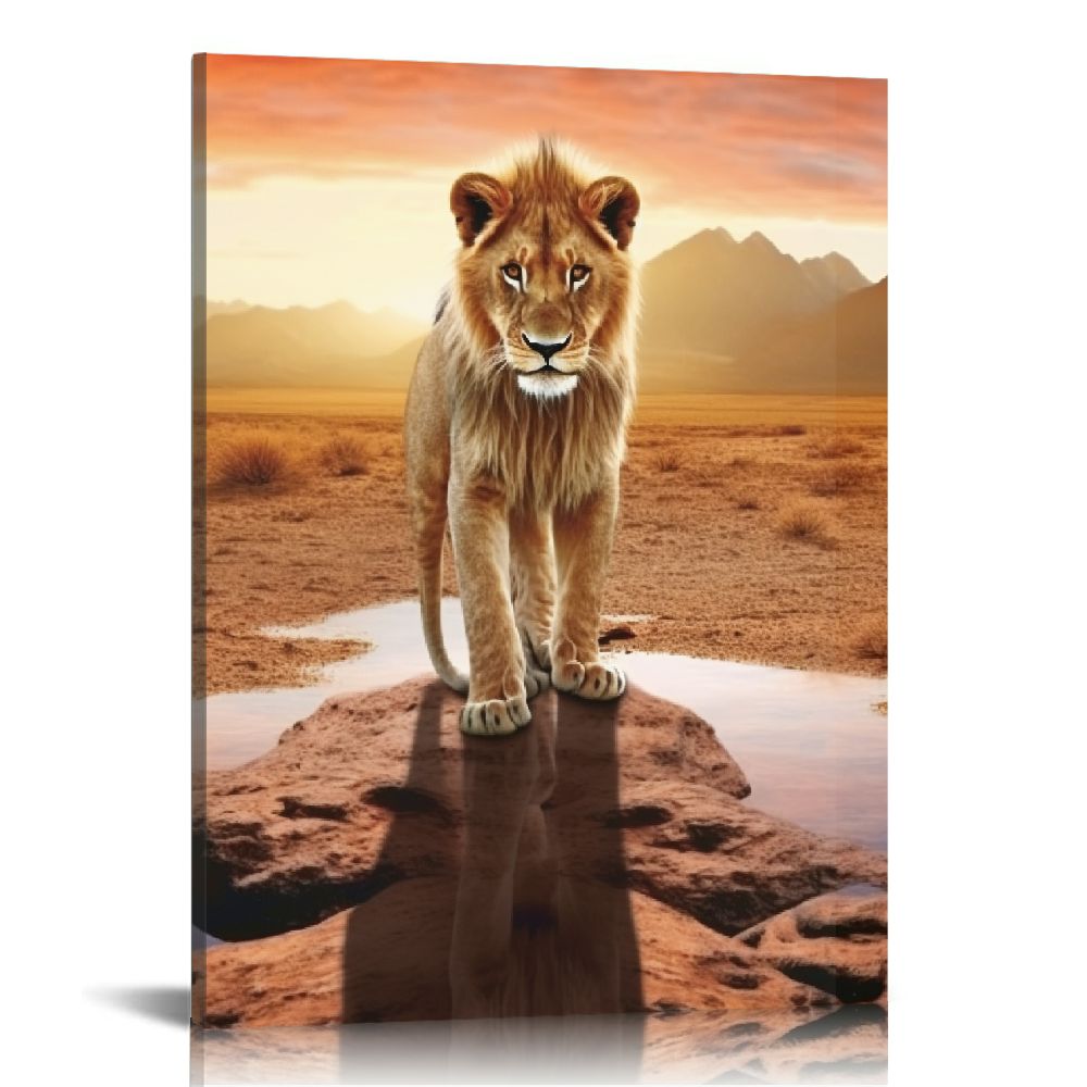 COMIO Lion Wall Art Lion Canvas Poster Room Decor Aesthetic Vintage ...