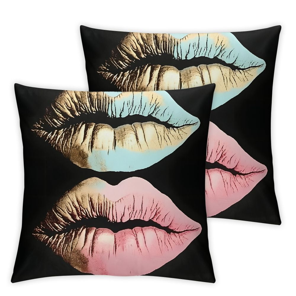 COMIO Lip Abstract Modern Mouth Paintings Makeup Lipstick Pillow Case 2 ...