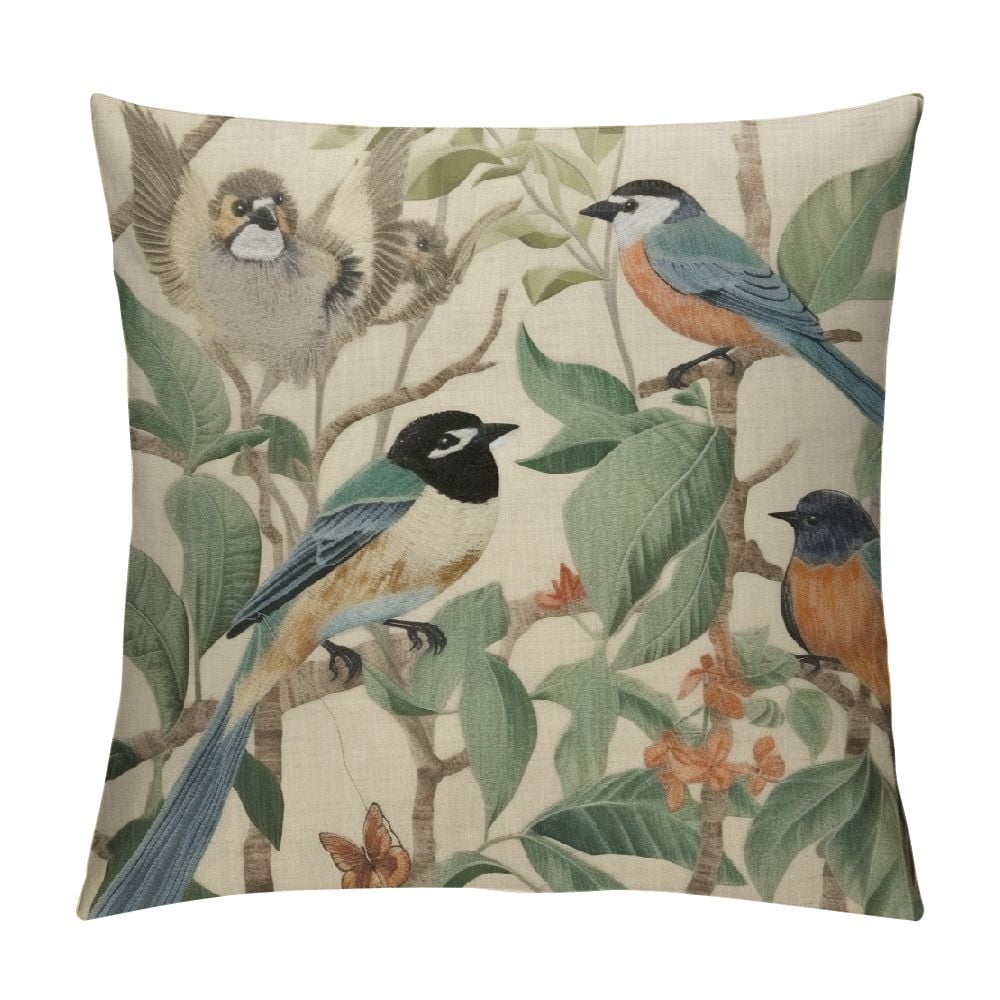COMIO Little Cute Birds Throw Pillow Covers Farmhouse Sided with Zipper ...