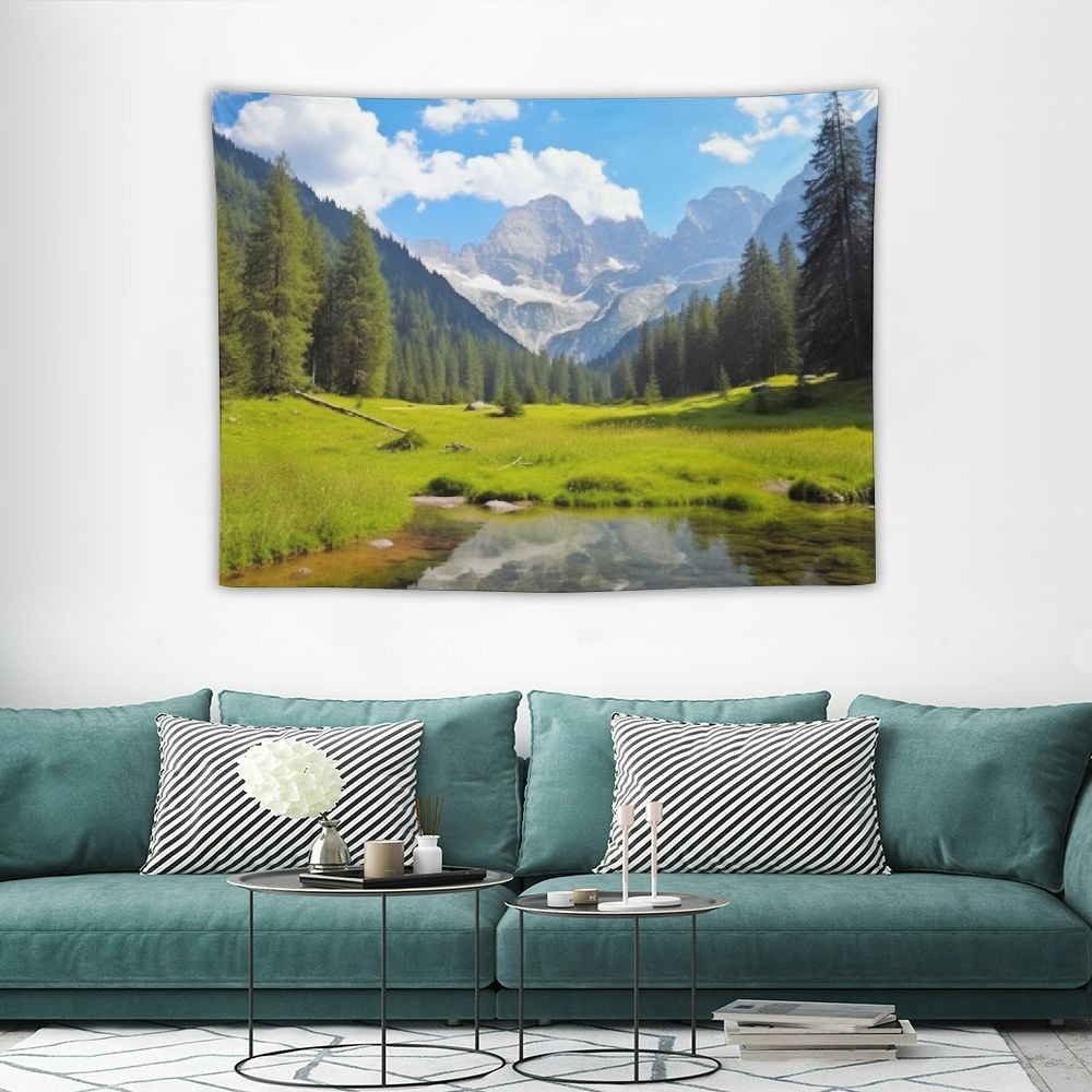 COMIO Loccor Mountain Lake Tapestry Nature Alpine Reflection Grassland ...