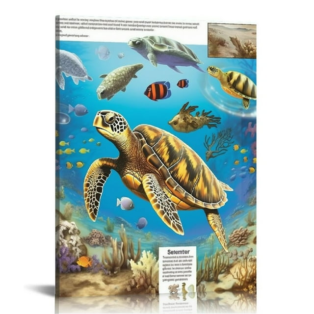 MLJA Loggerhead Sea Turtle Knowledge Poster Learning Chart Canvas Print ...