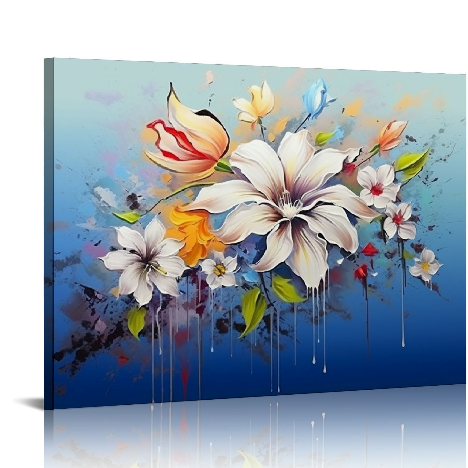 Comio Lotus Flower Canvas Print Colorful Floral Canvas Wall Art