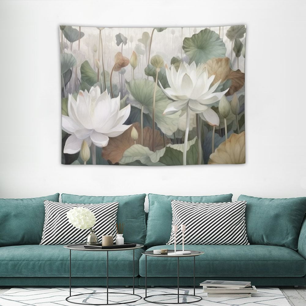 COMIO Lotus Flower Tapestry, Abstract Watercolor Floral Tapestry ...
