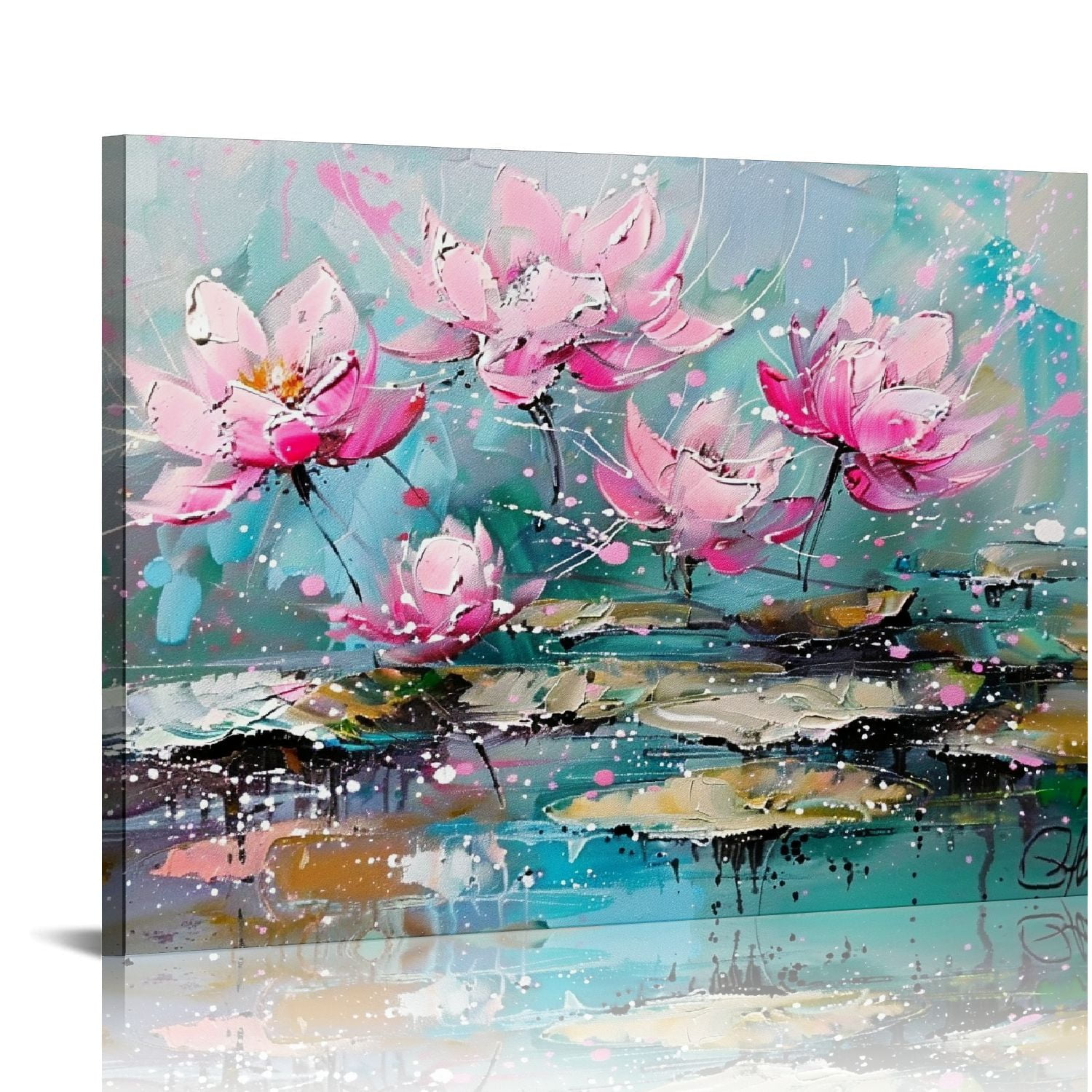 COMIO Lotus Wall-Art for Living Room - Pink Flower Wall Art for Bedroom ...