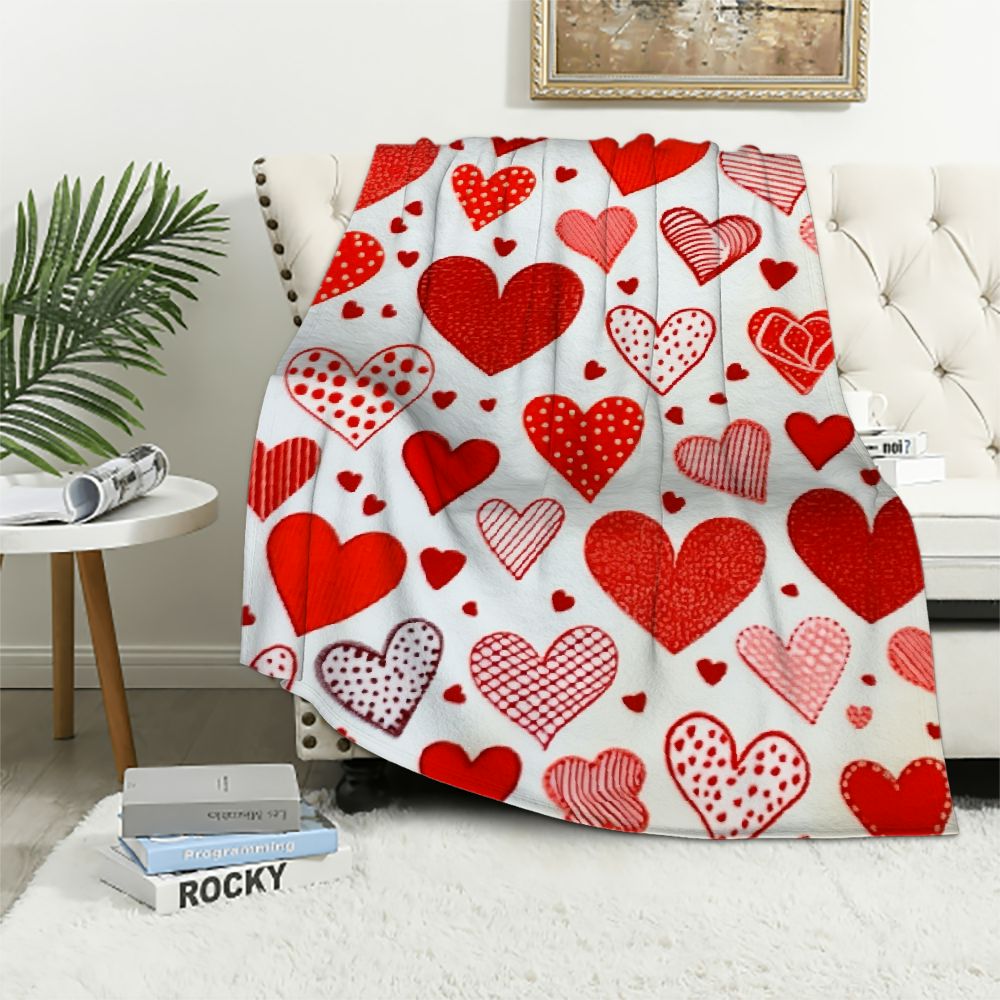 COMIO Love Valentine Throw Blanket: Boho Hearts with Modern ...