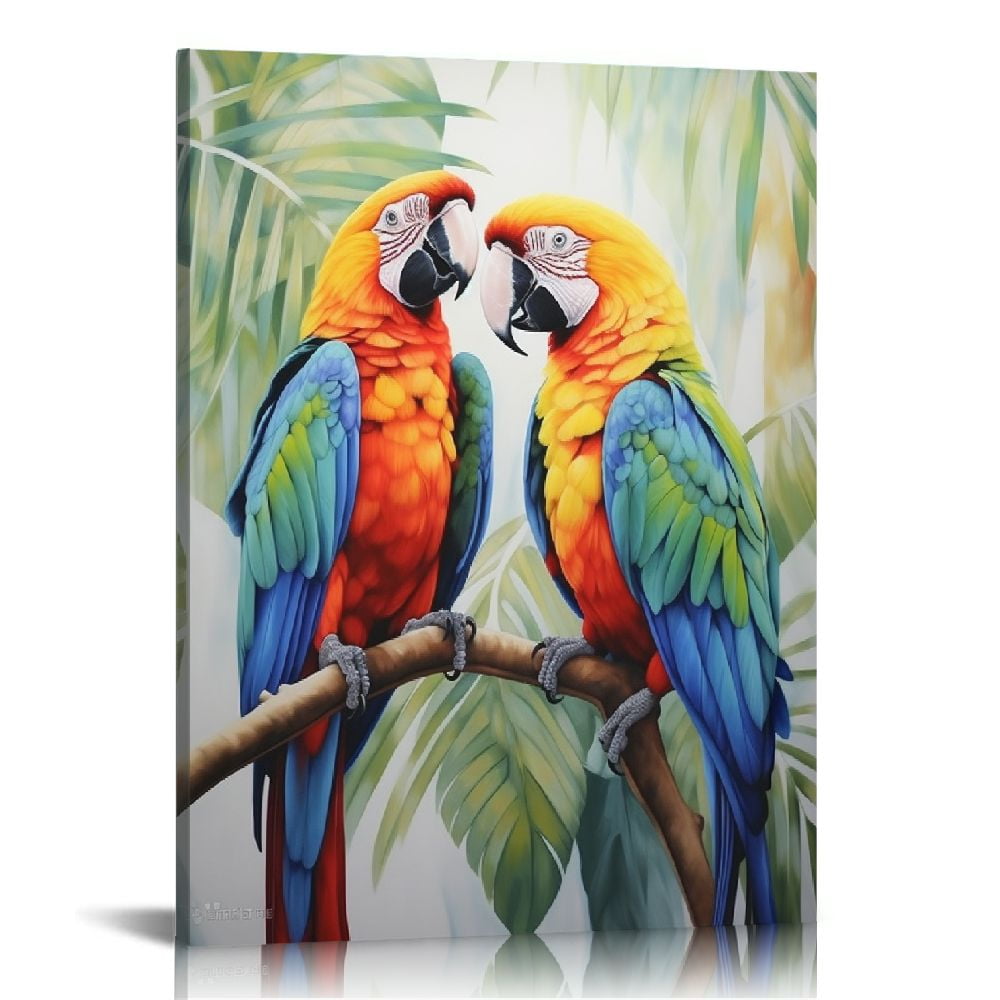 COMIO Macaw Canvas Wall Art Parrot Birds Picture Colorful Animal ...