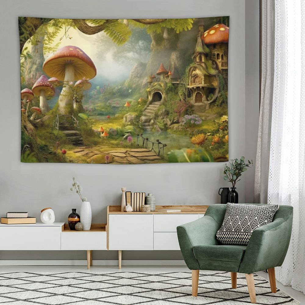 COMIO Magic Mushroom Forest Tapestry Enchanted Wonderland Fantasy ...