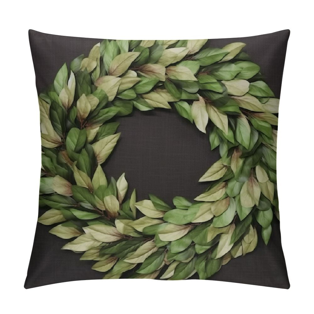 COMIO Magnolia Leaves Wreath Throw Pillow Covers Farmhouse Decorative ...