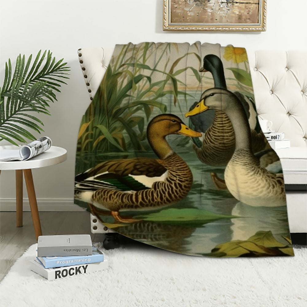 COMIO Mallard Duck Audubon Bird Vintage Print Throw Super Soft Plush ...